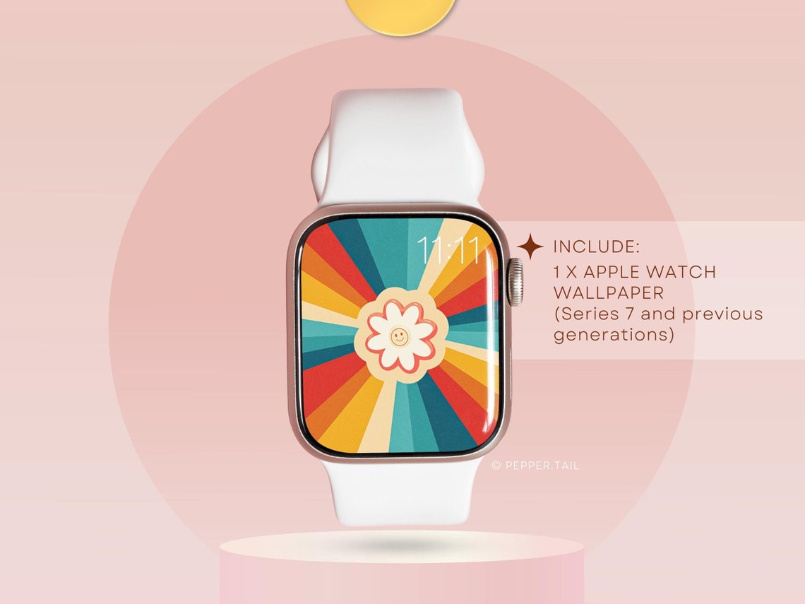 Multi Device Wallpaper Set of 4retro Smiling Daisy Radiating - Etsy