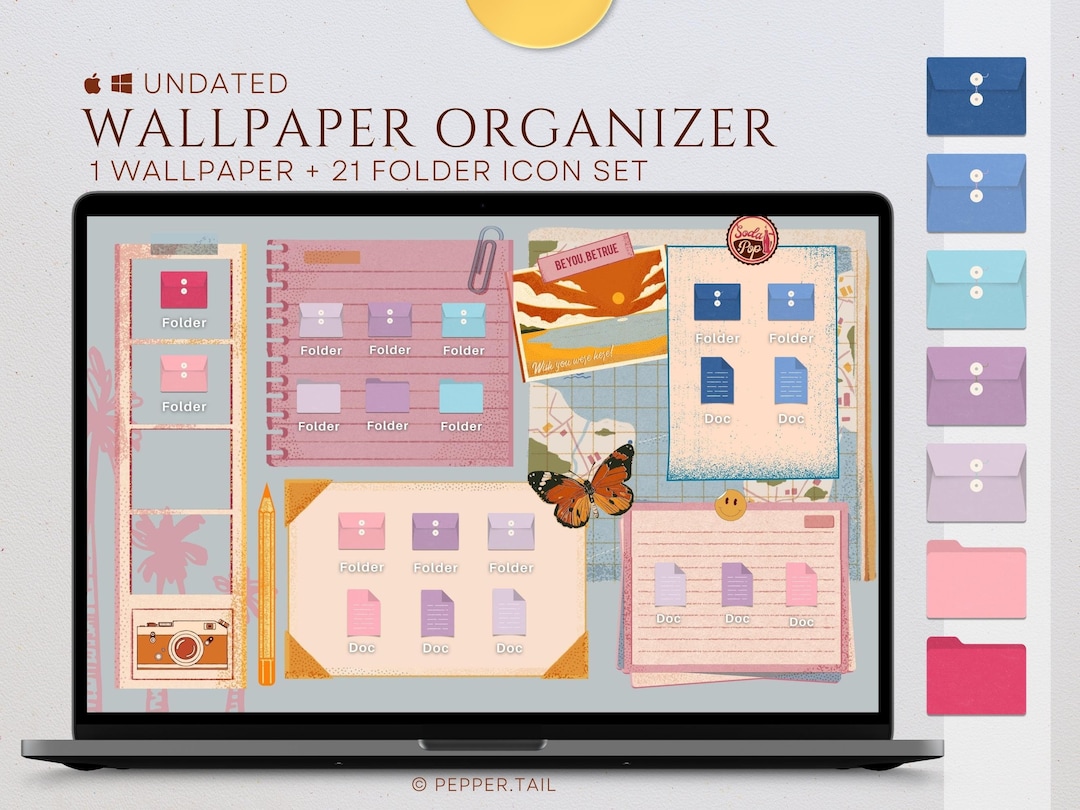 Retro Blue Desktop Organizer Wallpaper｜laptop Wallpaper｜desktop ...