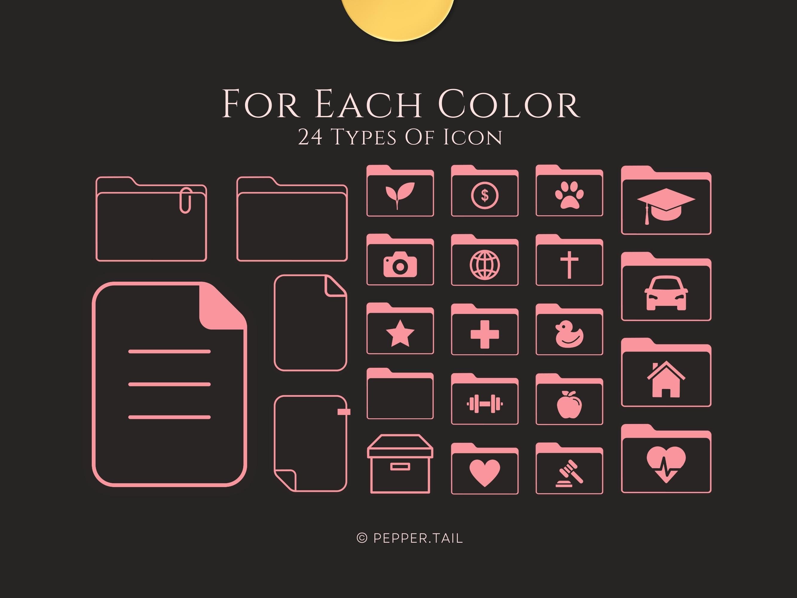 Dark Mode Mac Folder Icons, Rainbow Desktop Organizer (360, PNG ...