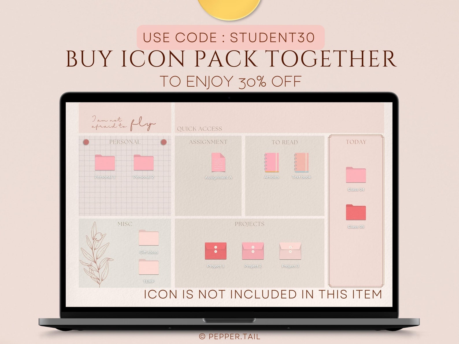 SET OF 3 Desktop Wallpaper Organizer Studentdesktop - Etsy