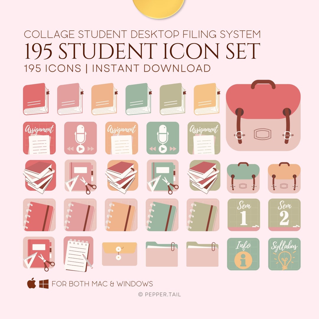 College Student Desktop Icons｜student Desktop Folder Icons｜college ...