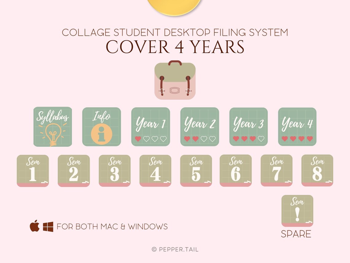 College Student Desktop Iconsstudent Desktop Folder - Etsy