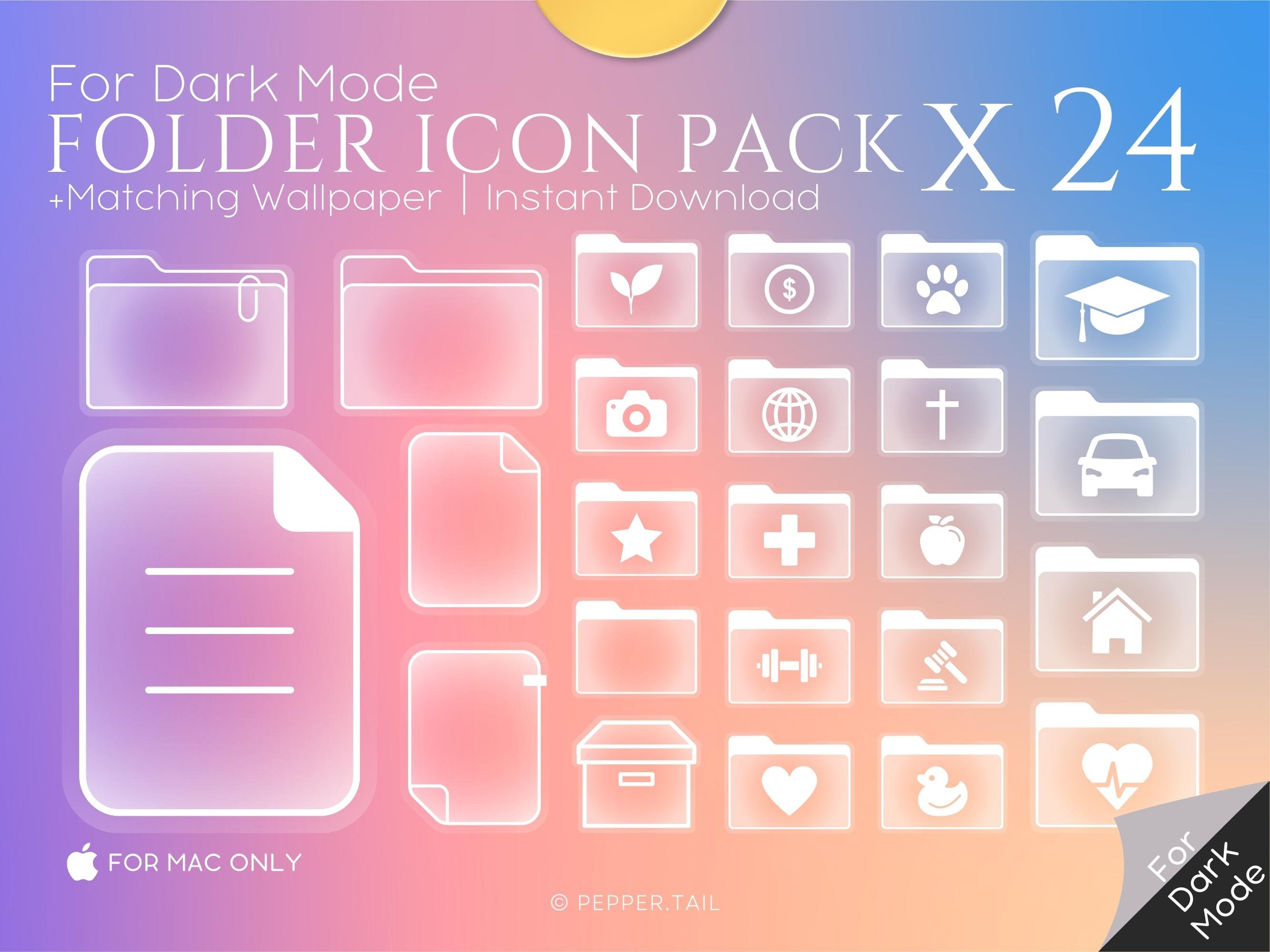 MacBook Folder Icons for Dark Mode｜aura Desktop Icons｜5k Gradient ...