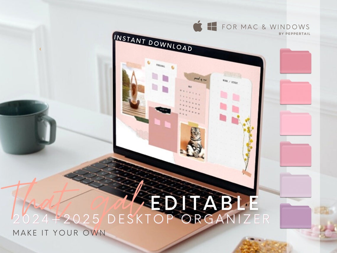 2024-2025 CUSTOMIZABLE Desktop Wallpaper Organizer｜canva Template ...