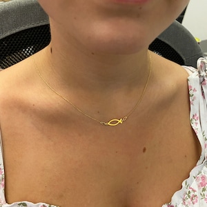 Gold Ichthys Symbol Necklace 925 Sterling Silver, "jesus Fish" Necklace ...