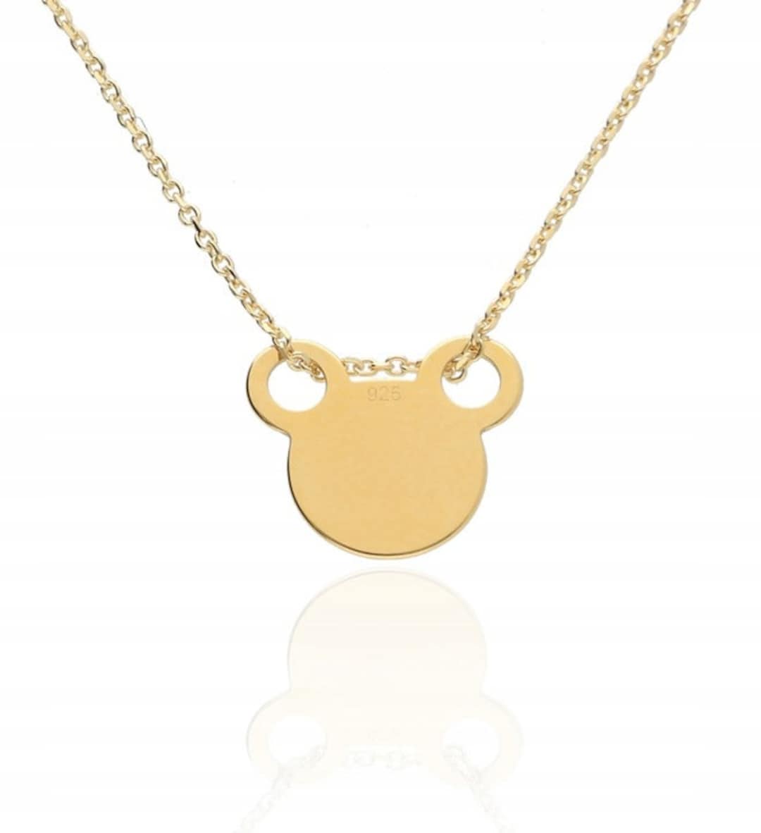 Gold Mickey Mouse Necklace 925 Sterling Silver - Etsy