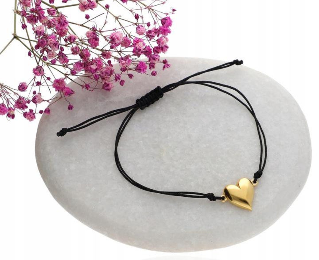 Gold Heart String Bracelet 925 Sterling Silver - Etsy