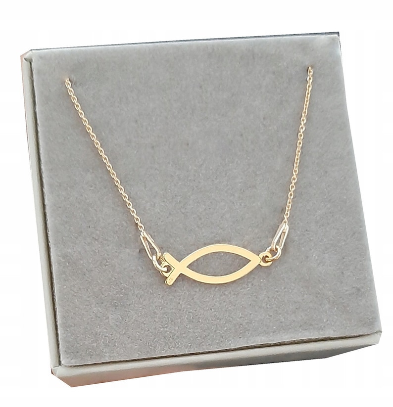 Gold Ichthys Symbol Necklace 925 Sterling Silver, "jesus Fish" Necklace ...