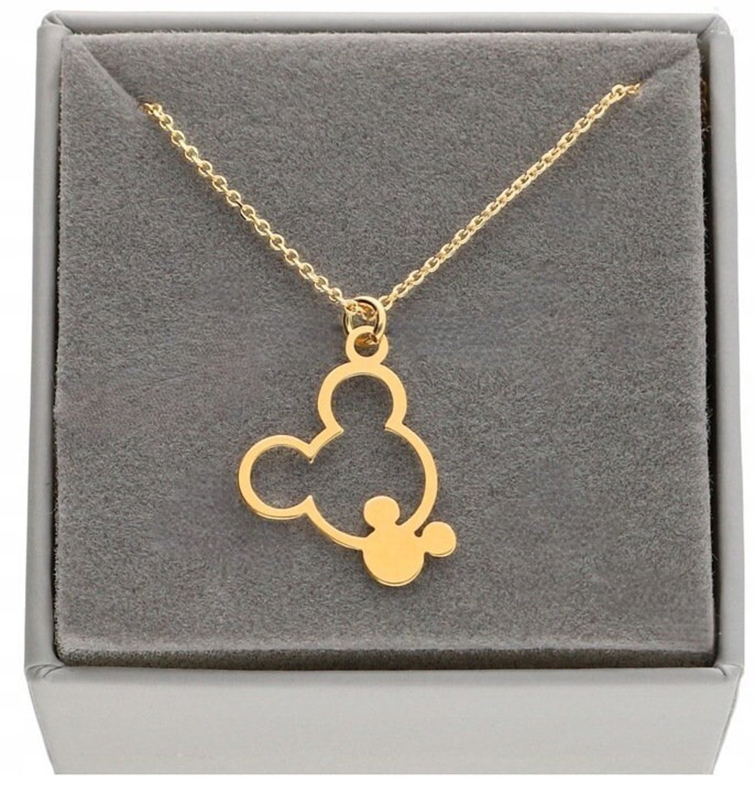 Gold Mickey Mouse Necklace 925 Sterling Silver - Etsy