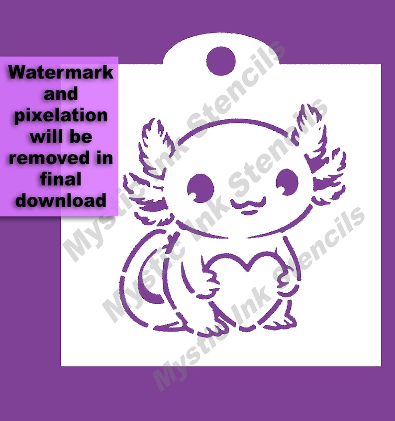 Axolotl Stencil for Airbrush Tattoo Holiday Stencil for Cake and Cookie ...