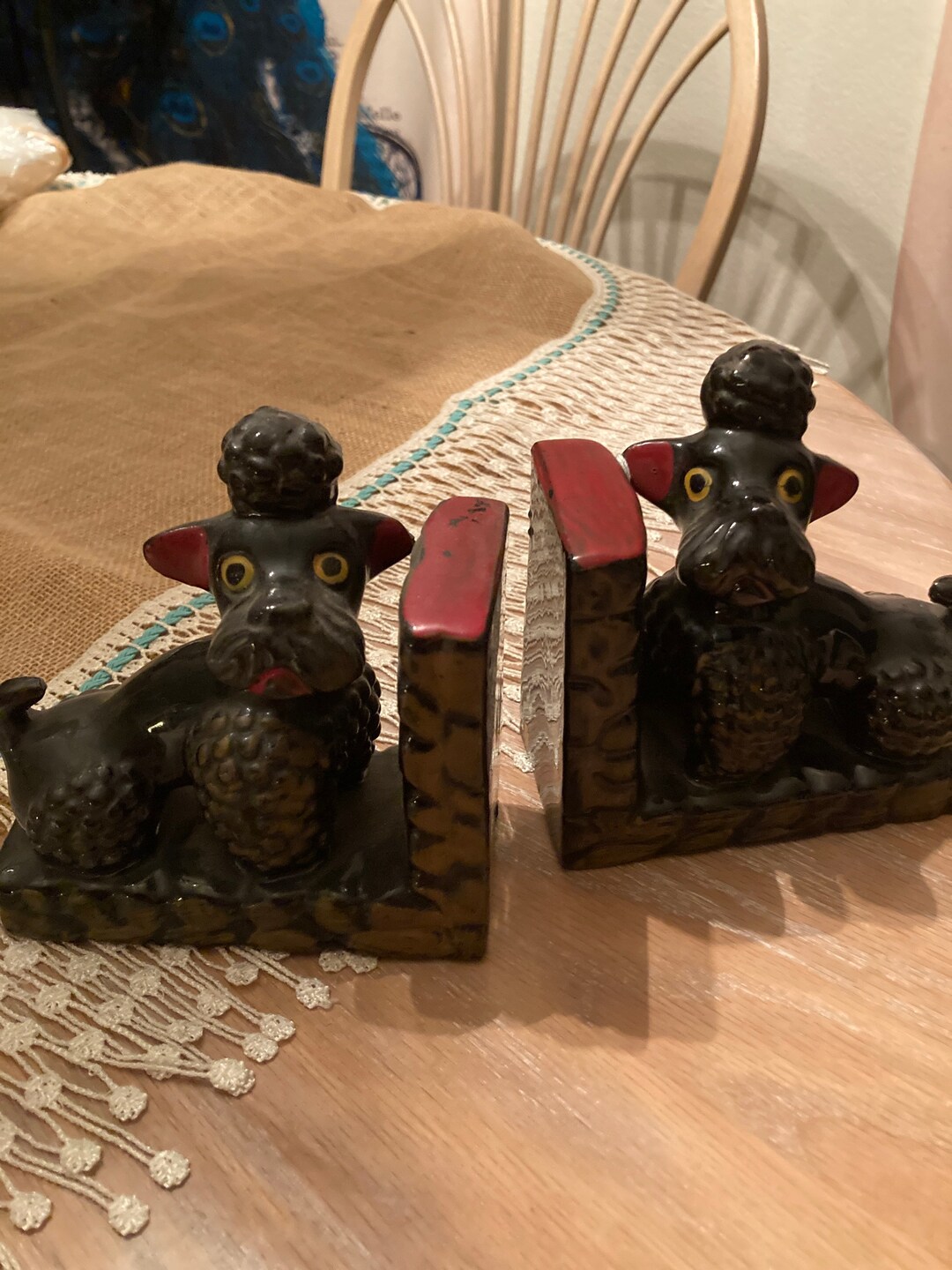 Antique Black Poodle Bookends - Etsy