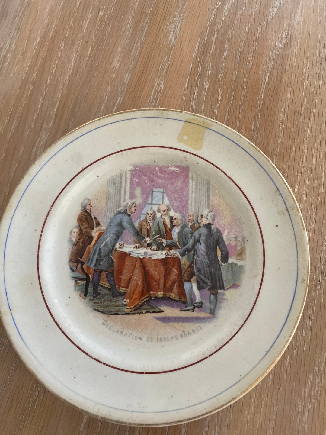 Vintage Rare American History Declaration of Independence Art on Plate ...