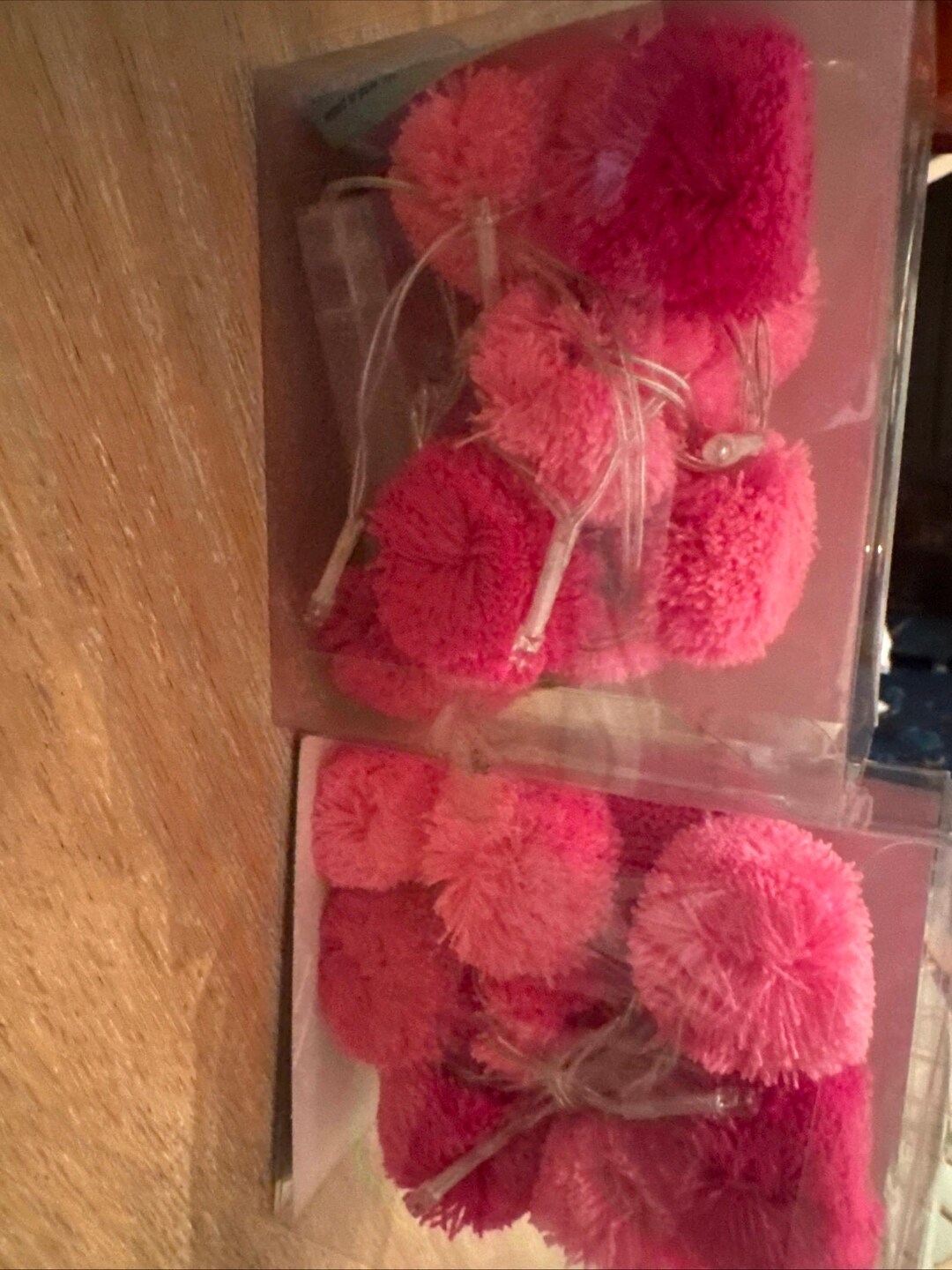 Pom Pom String Lights Pink Set of 2 - Etsy