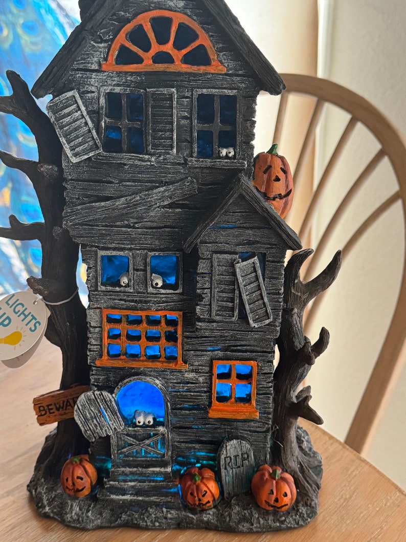 Light up Battery Haunted Halloween House - Etsy