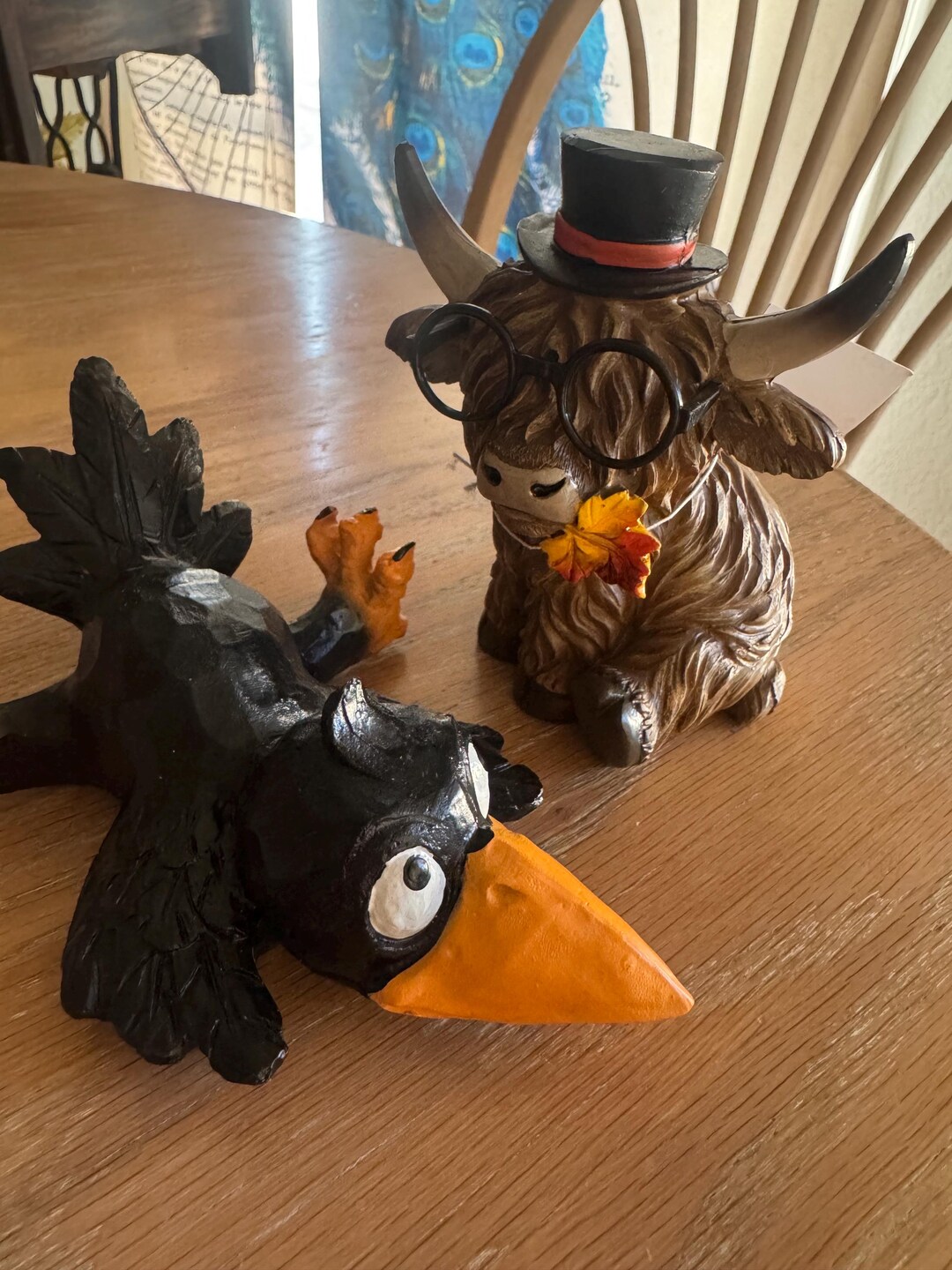 Harvest Figurines Crow and Highland Cow Fall Table Decor - Etsy Canada