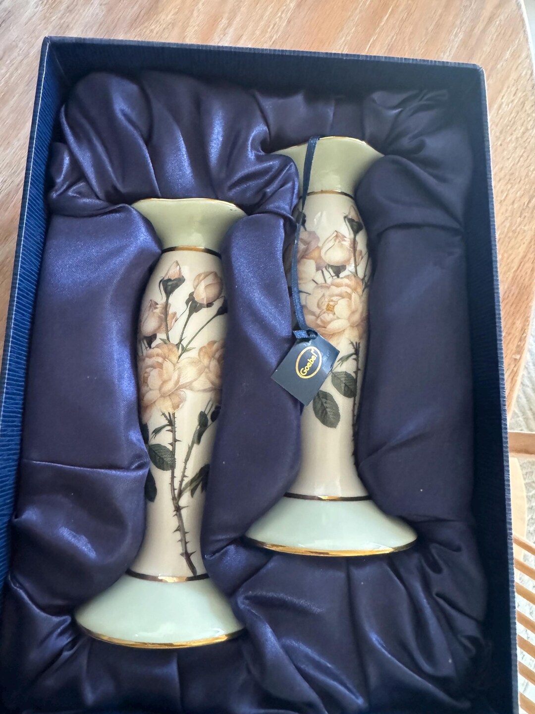 Unique Smithsonian Goebel Candlestick Holders With Rose Pattern in New ...