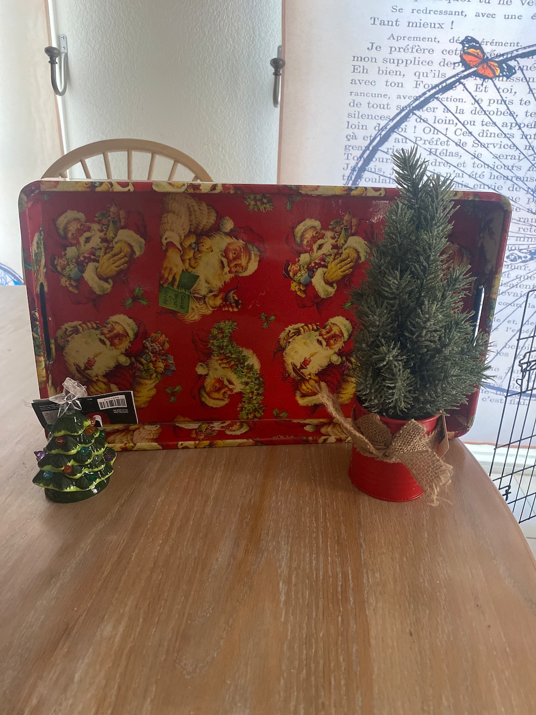 Vintage Christmas Tray Santa - Etsy