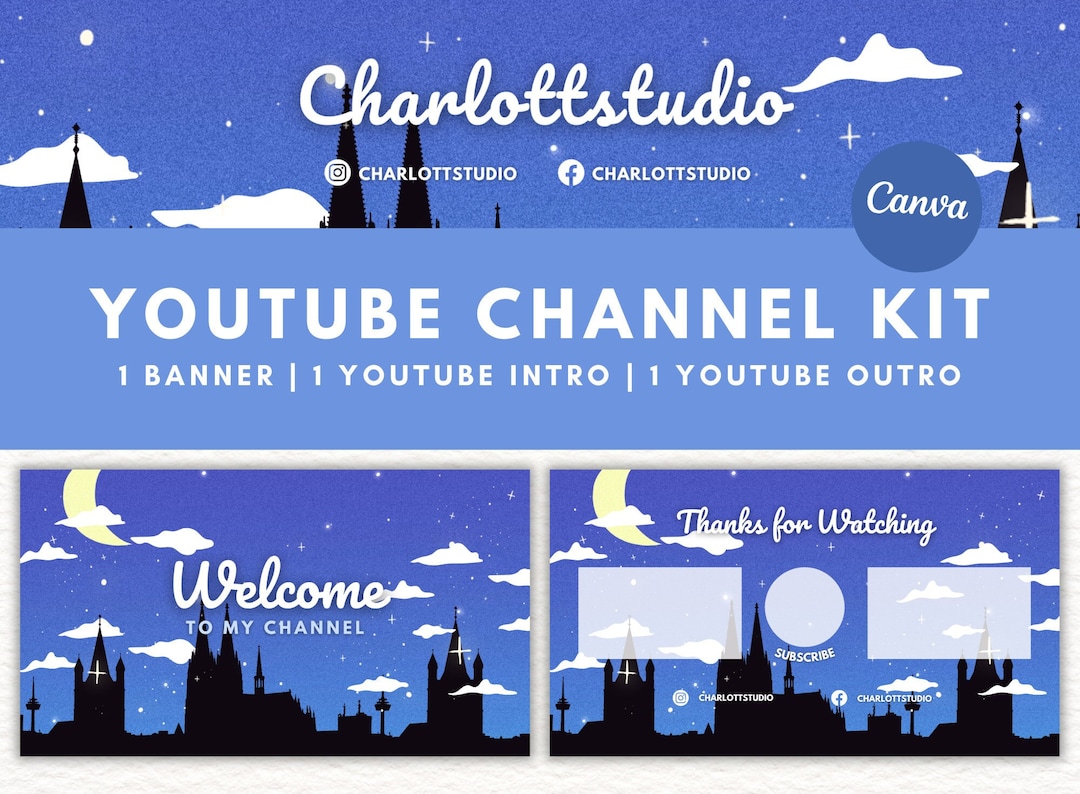 Aesthetic Night Cloudy Sky Youtube Channel Kit Animated Youtube Intro ...