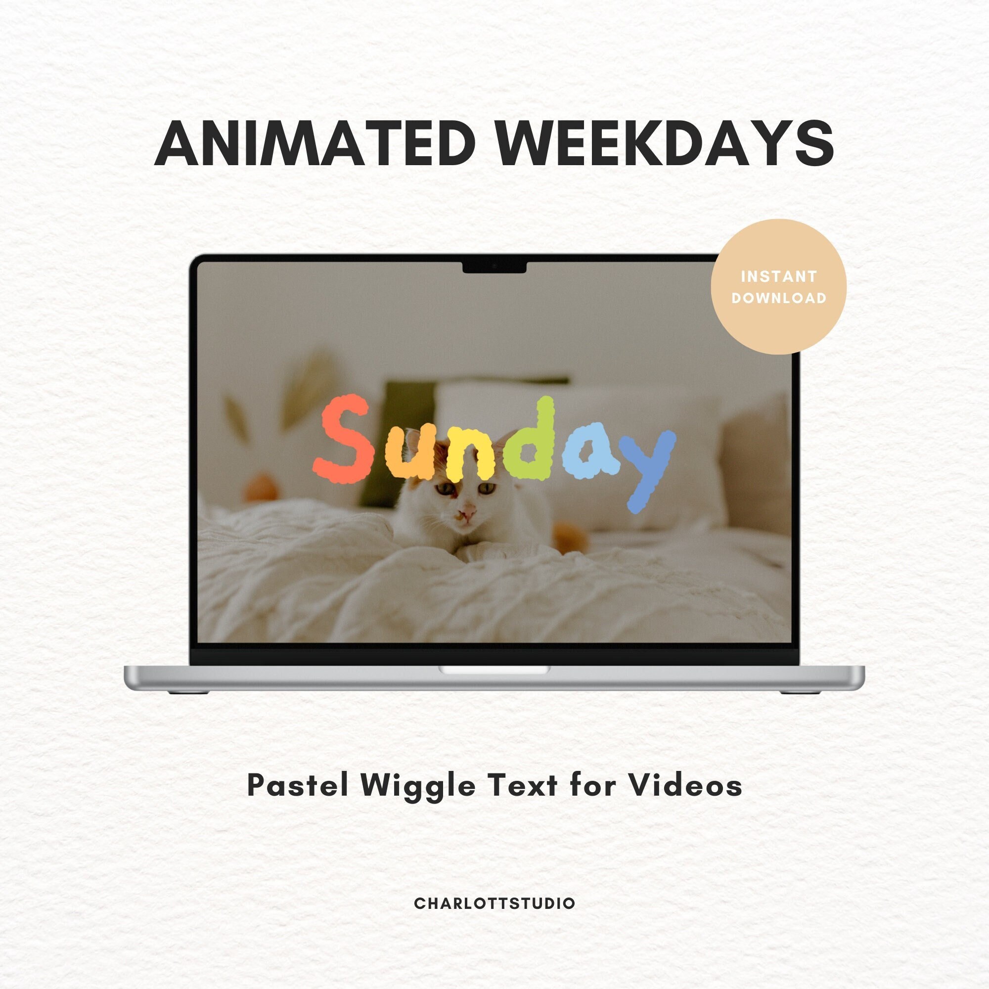 Animated Days of the Week Pastel Wiggle Weekdays Text Animated Overlay ...