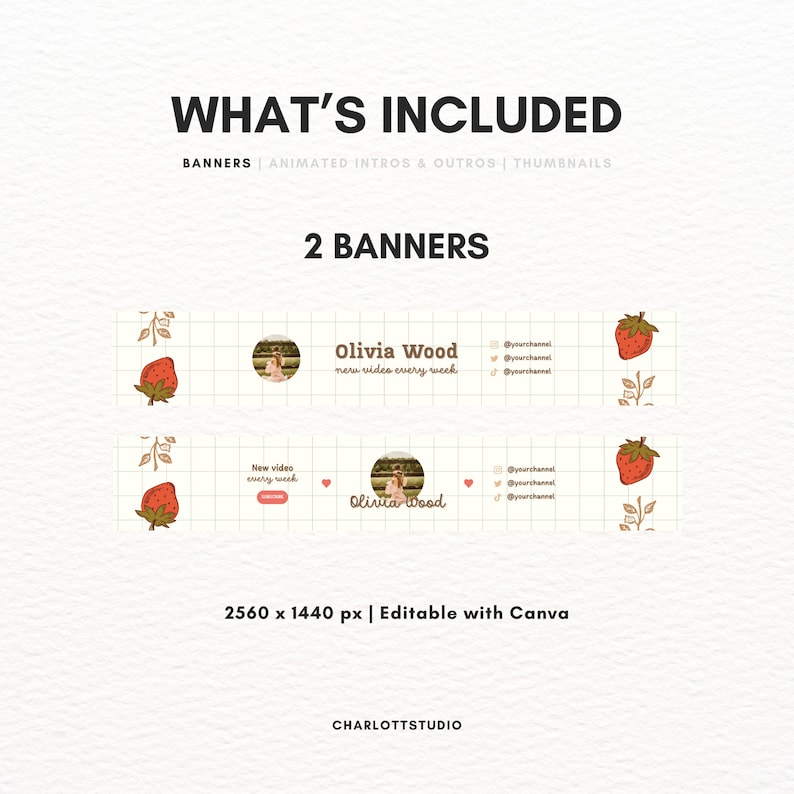 Cottagecore Youtube Branding Kit | Animated Youtube Intro and Outro ...