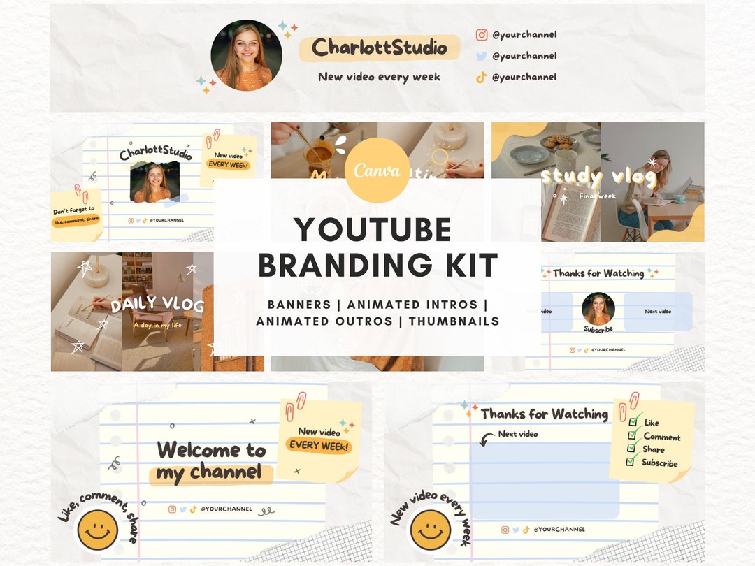 School Notepaper Youtube Branding Kit | Animated Youtube Intro & Outro ...