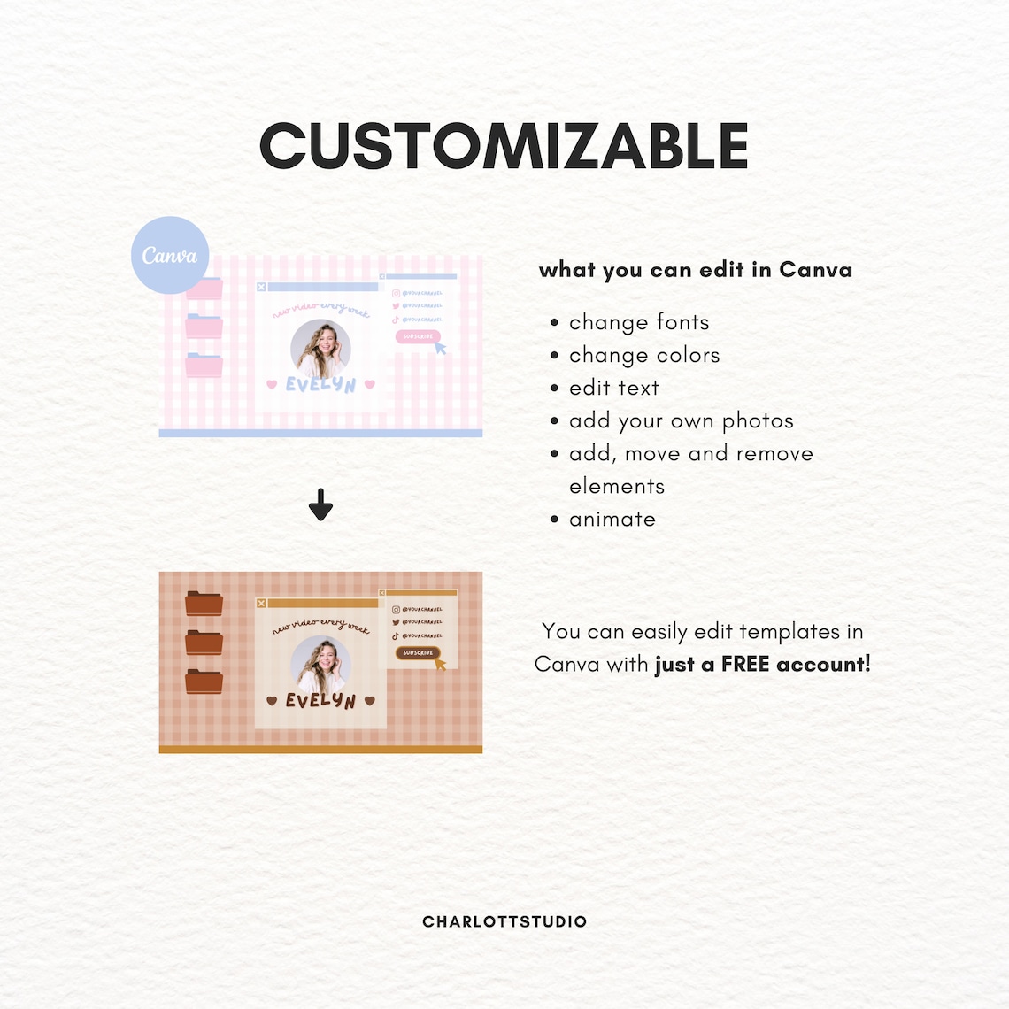 Blue Pink Computer Youtube Branding Kit, Animated Intro & Outro ...