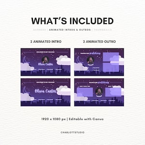 Purple Night Sky Youtube Branding Kit | Animated Youtube Intro & Outro ...