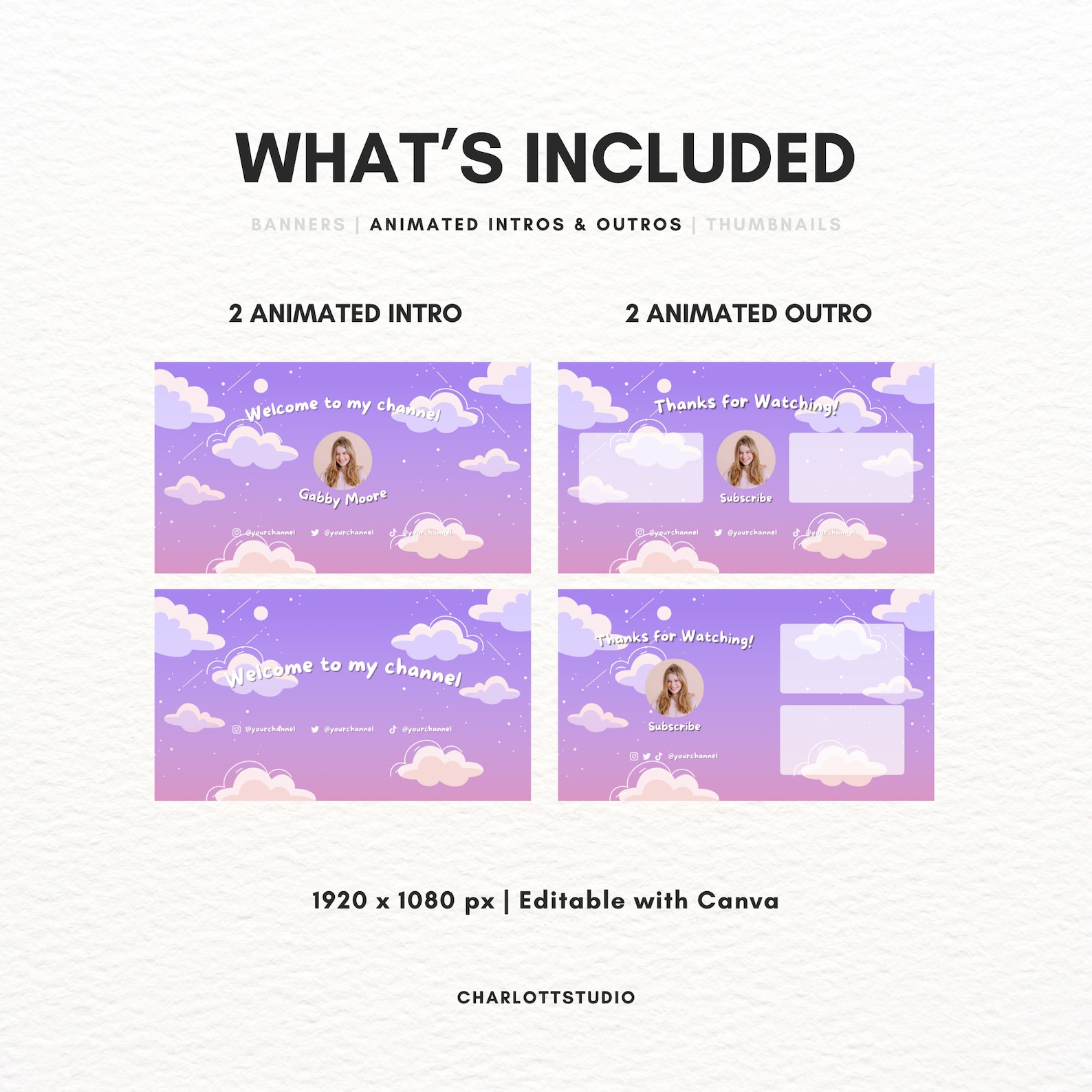 Cloudy Sky Youtube Branding Kit | Animated Youtube Intro and Outro ...