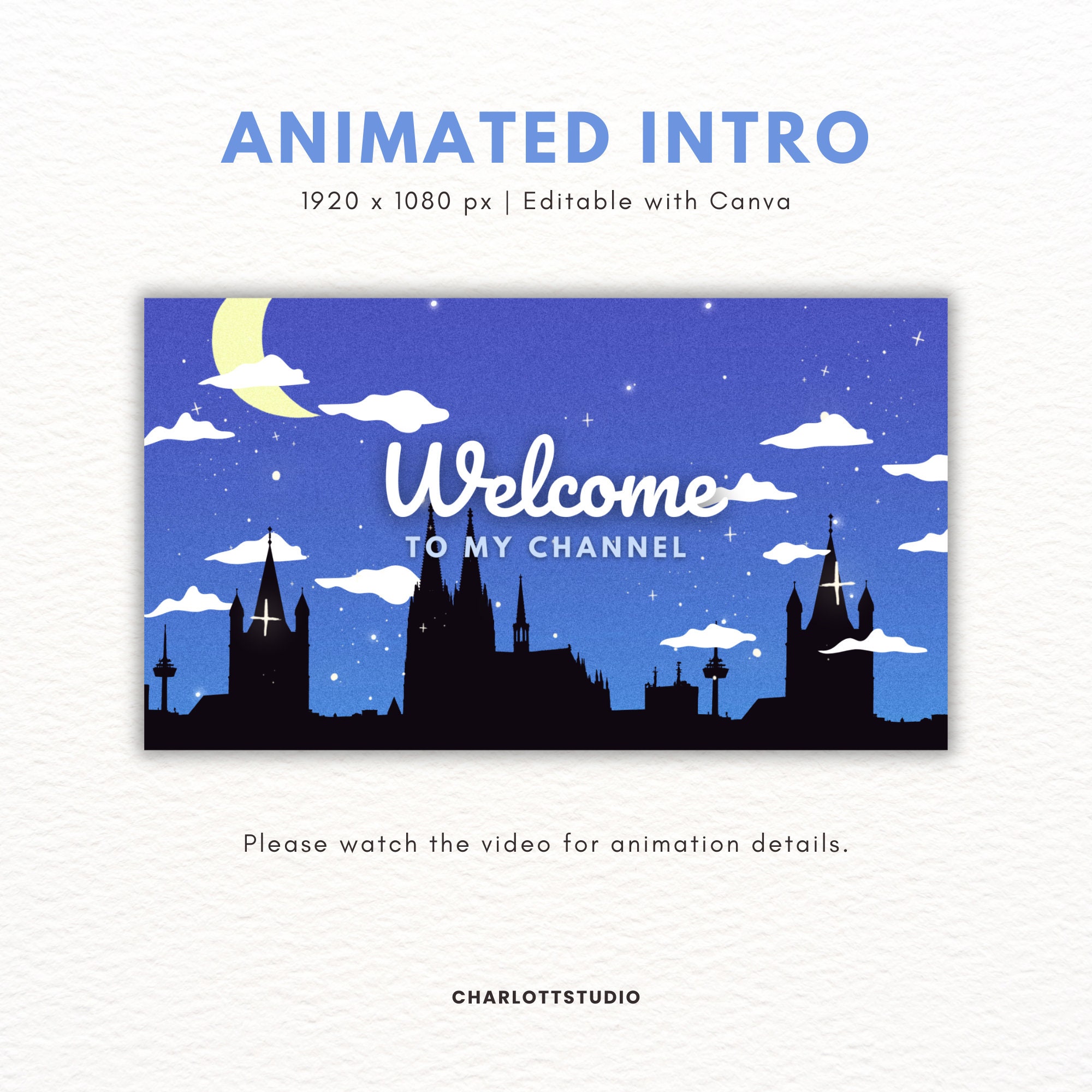 Aesthetic Night Cloudy Sky Youtube Channel Kit Animated Youtube Intro ...