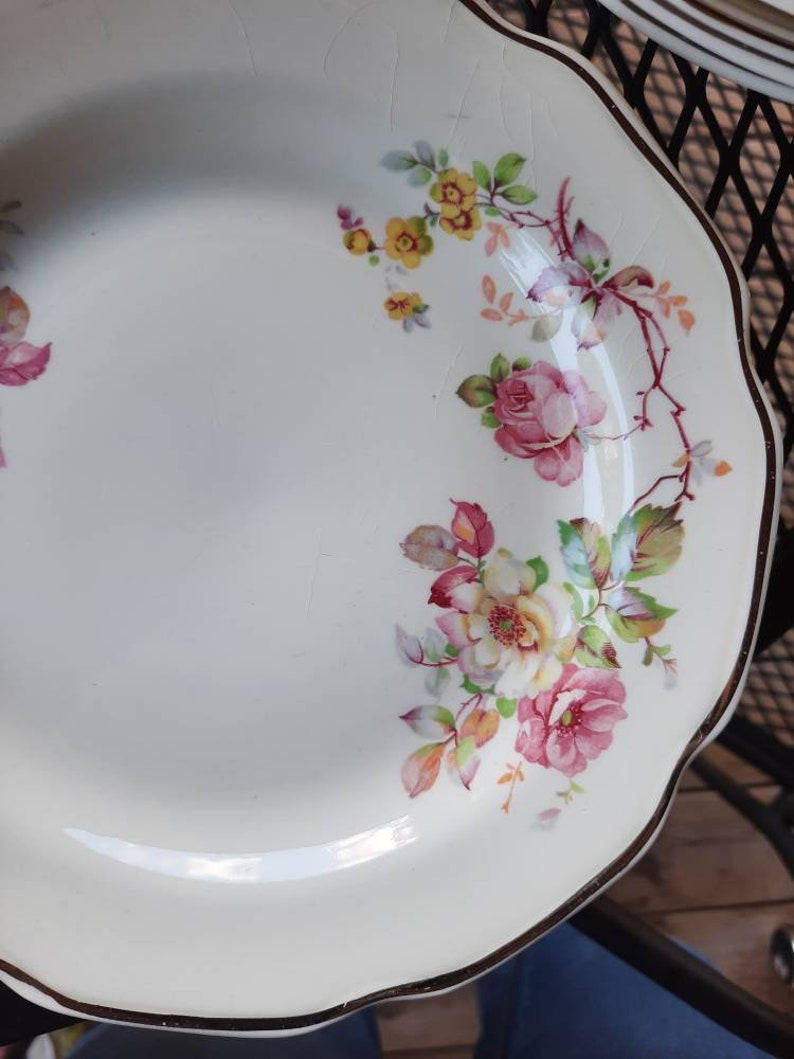 Vintage Stetson China Dinnerware Set: 47-pc Rose Floral, Silver Trim - Etsy