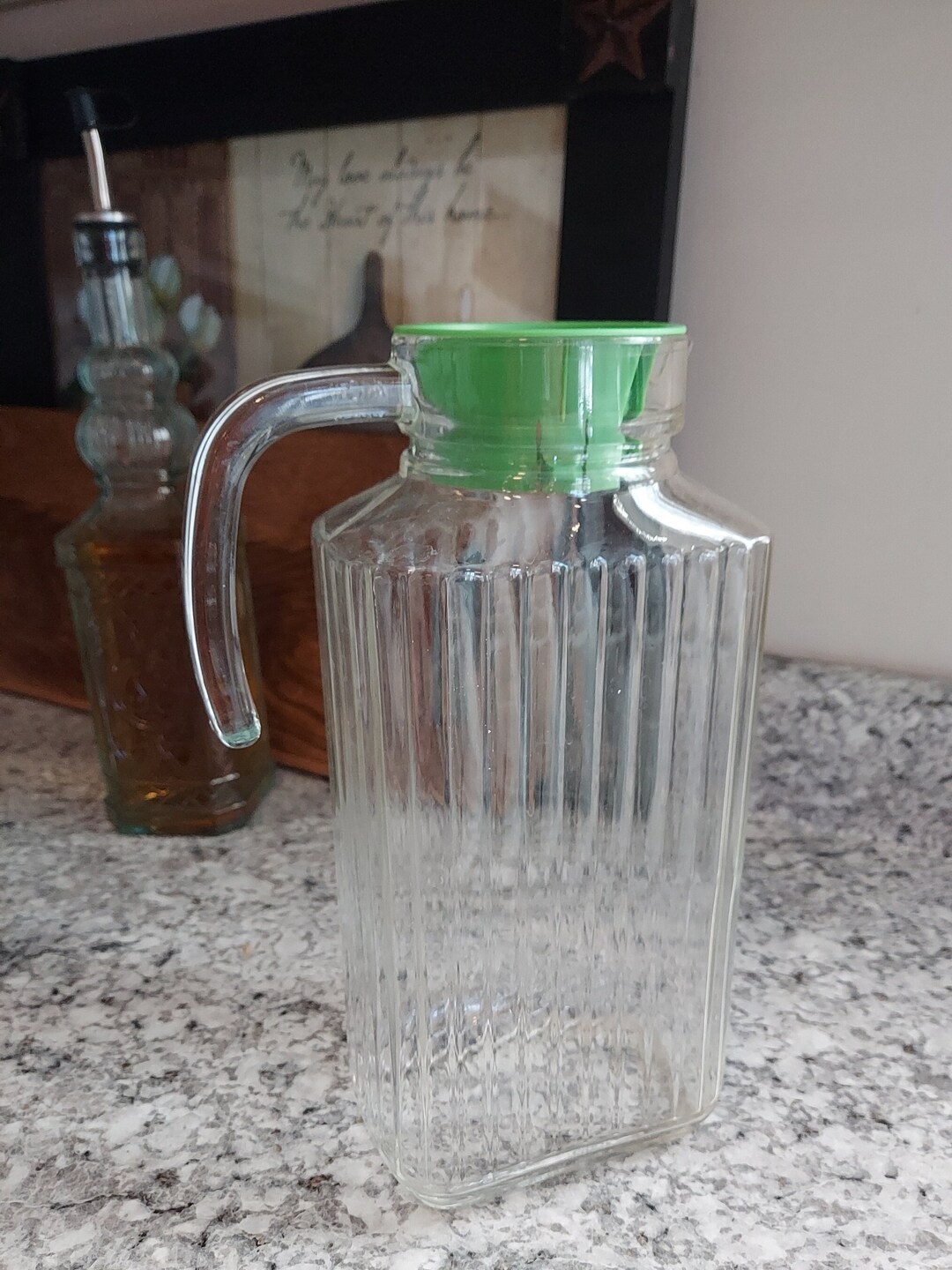 Vintage Glass Pitcher, Juice Pitcher, Ice Tea, Water, Lemonade Glass ...