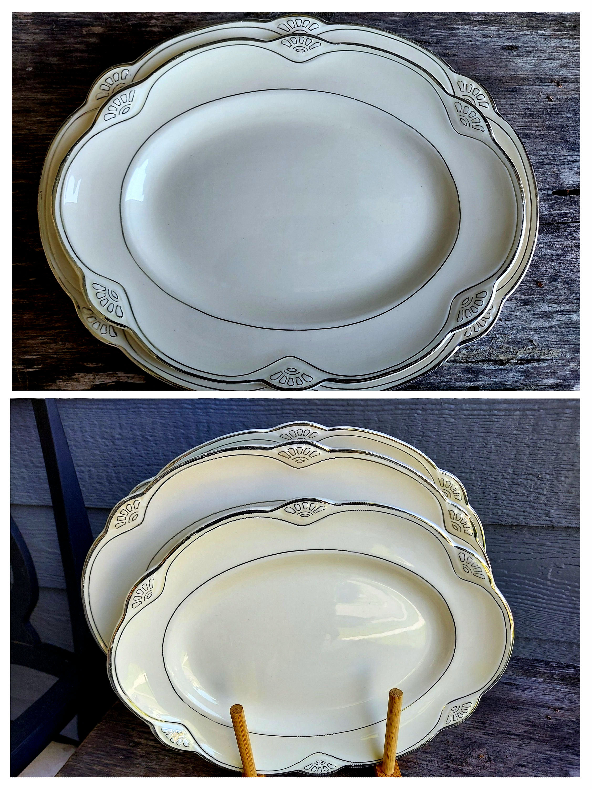 Homer Laughlin Vintage Dinnerware Set: White Silver Anniversary Dishes ...