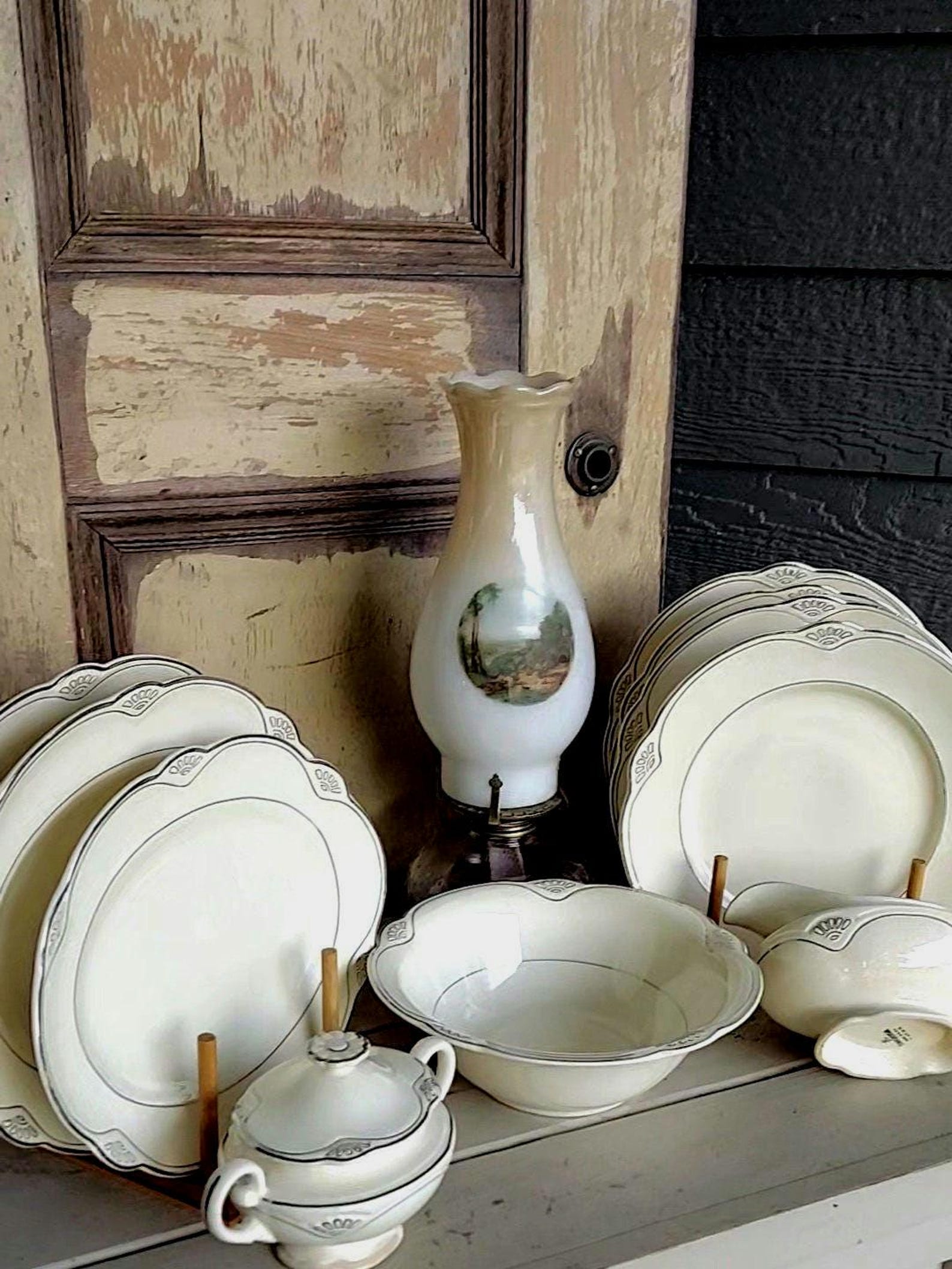 Homer Laughlin Vintage Dinnerware Set/ White/ Fall/ Winter/ Dishes ...