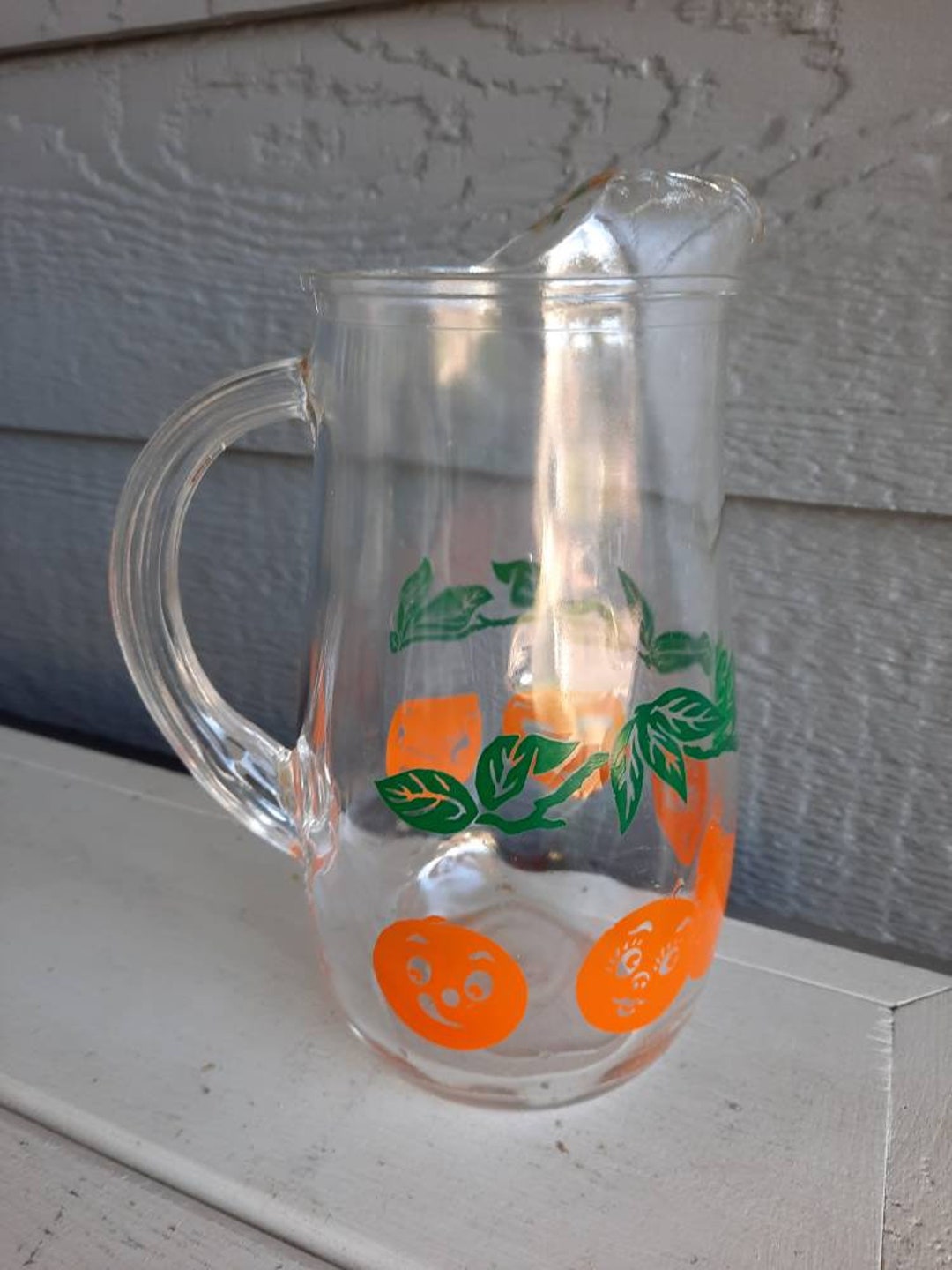 Vintage Orange Juice Pitcher, Orange, Juice Pitcher, Small, Glass ...