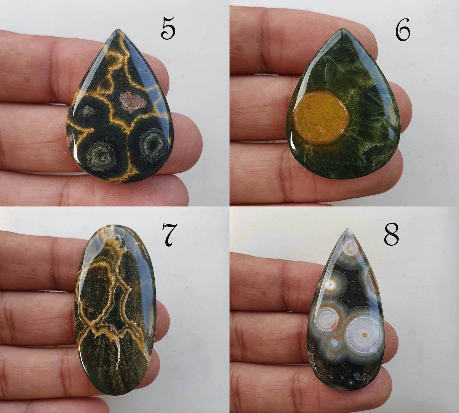 Ocean jasper cabochon , Orbicular Jasper cabochon , orb jasper cabochon ...