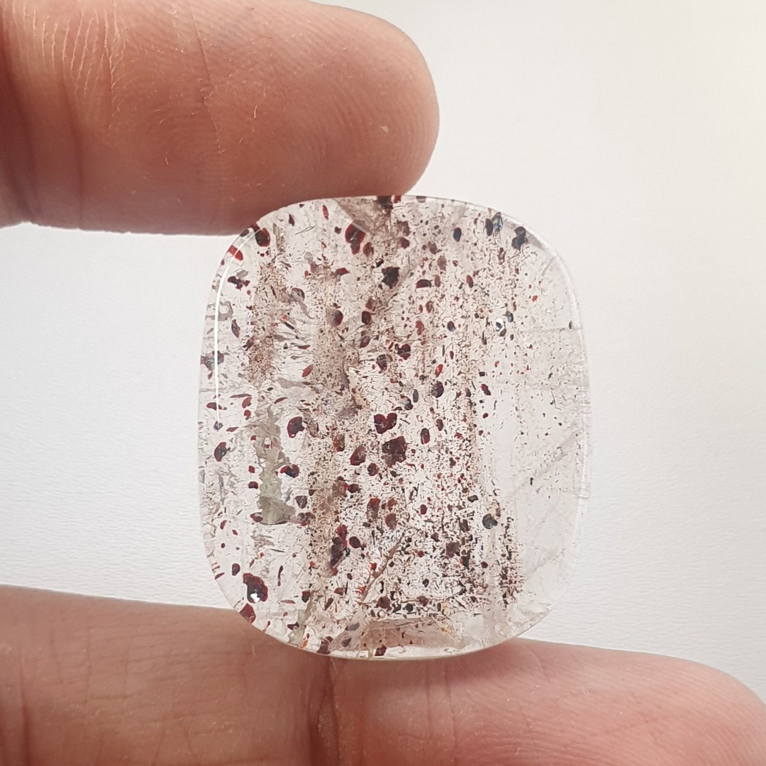 Beautiful Red Inclusion in Quartz Slice High Quality Gemstone Cushion ...