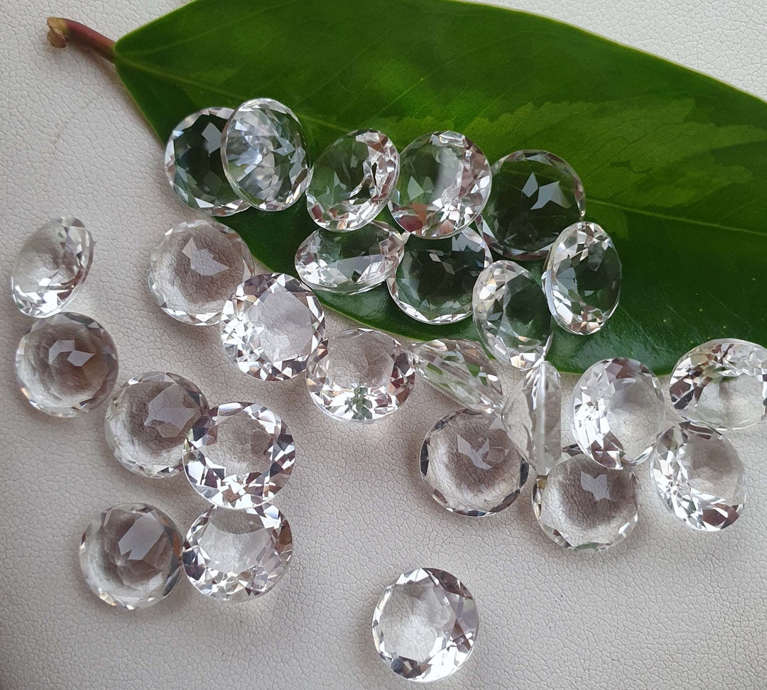 Crystal Pair Quartz Natural Crystal Cut Stone Round Shape Diamond Shape ...