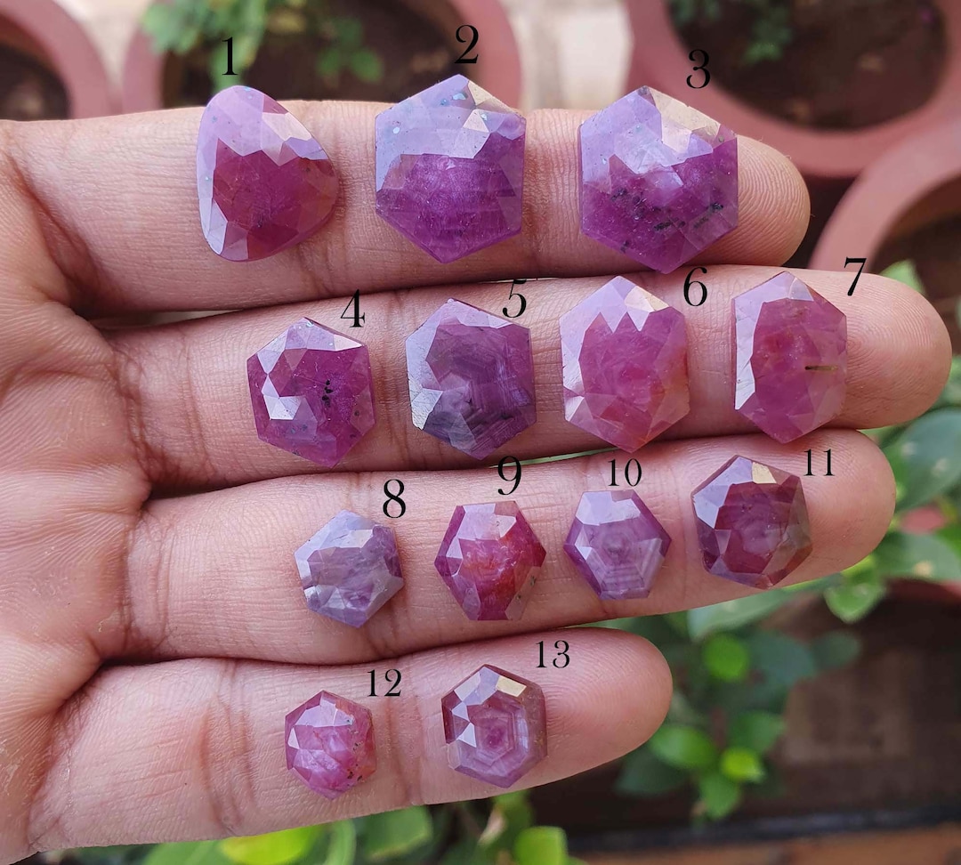 Rose Cut Ruby Cabochon , Natural Ruby , Rosecut Ruby , Flat Back Rose ...