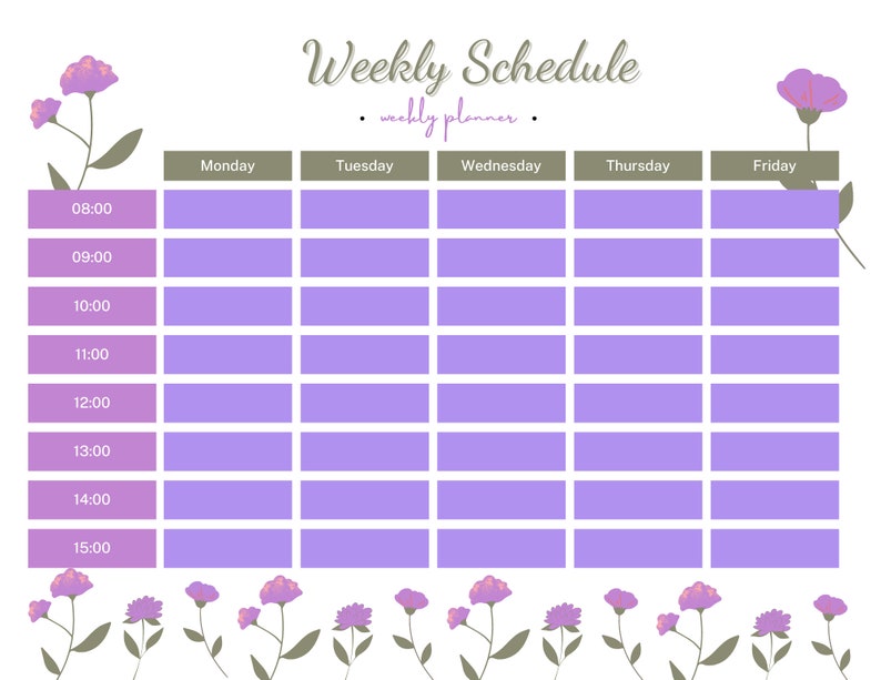 Weekly Planner Printable, Instant Download, Weekly Schedule, Hourly ...
