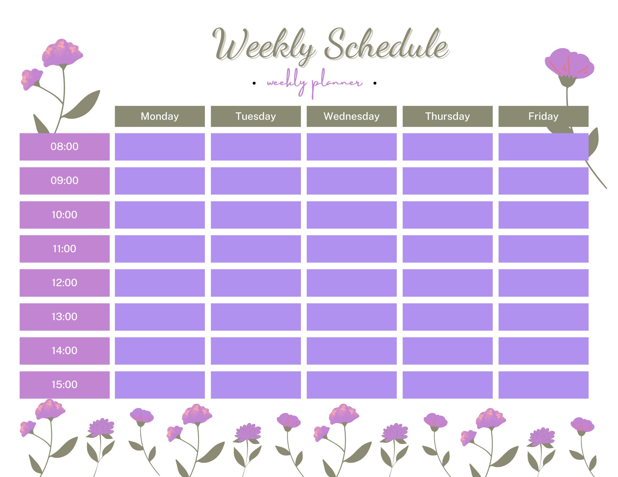 Weekly Planner Printable, Instant Download, Weekly Schedule, Hourly ...