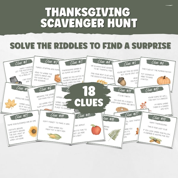 Thanksgiving Treasure Hunt Clues - Etsy