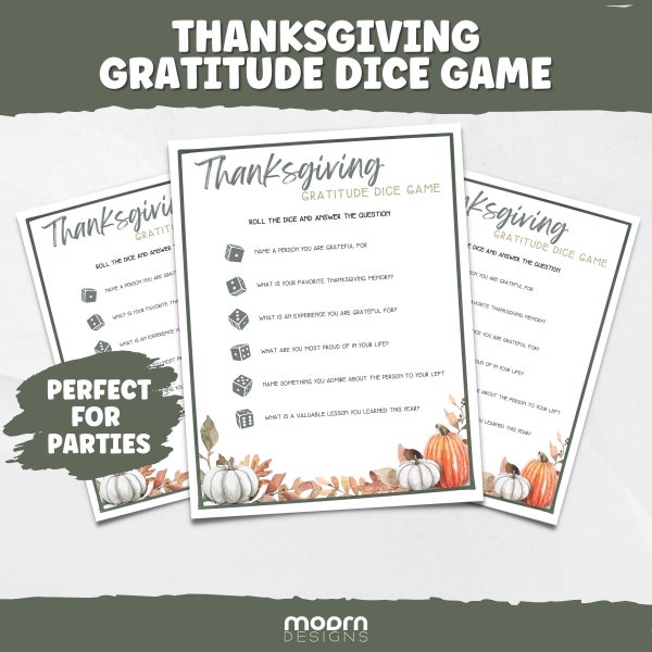 Gratitude Dice Game - Etsy