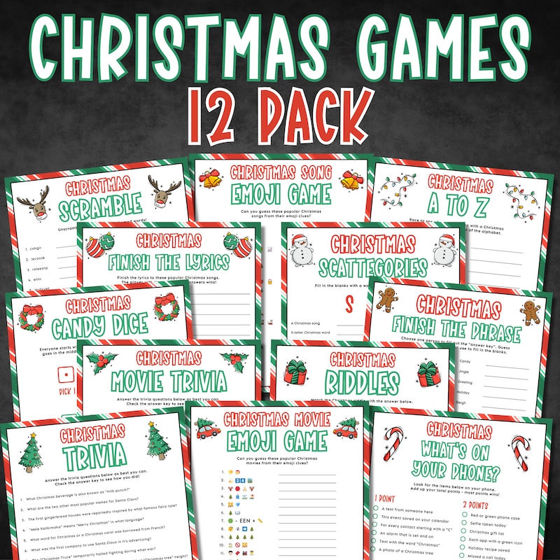 Christmas Games Printable - Etsy