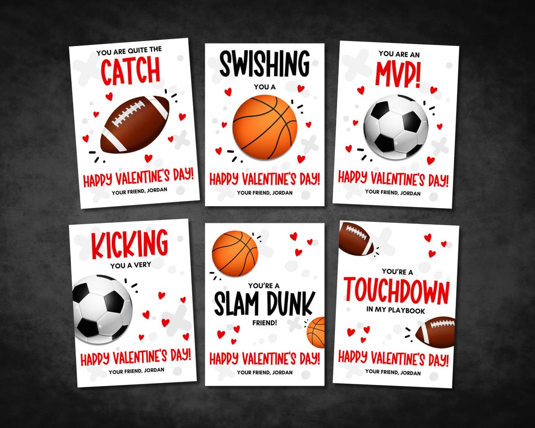 Sports Valentine's Day Cards, Printable Valentine's for Kids, Kids ...