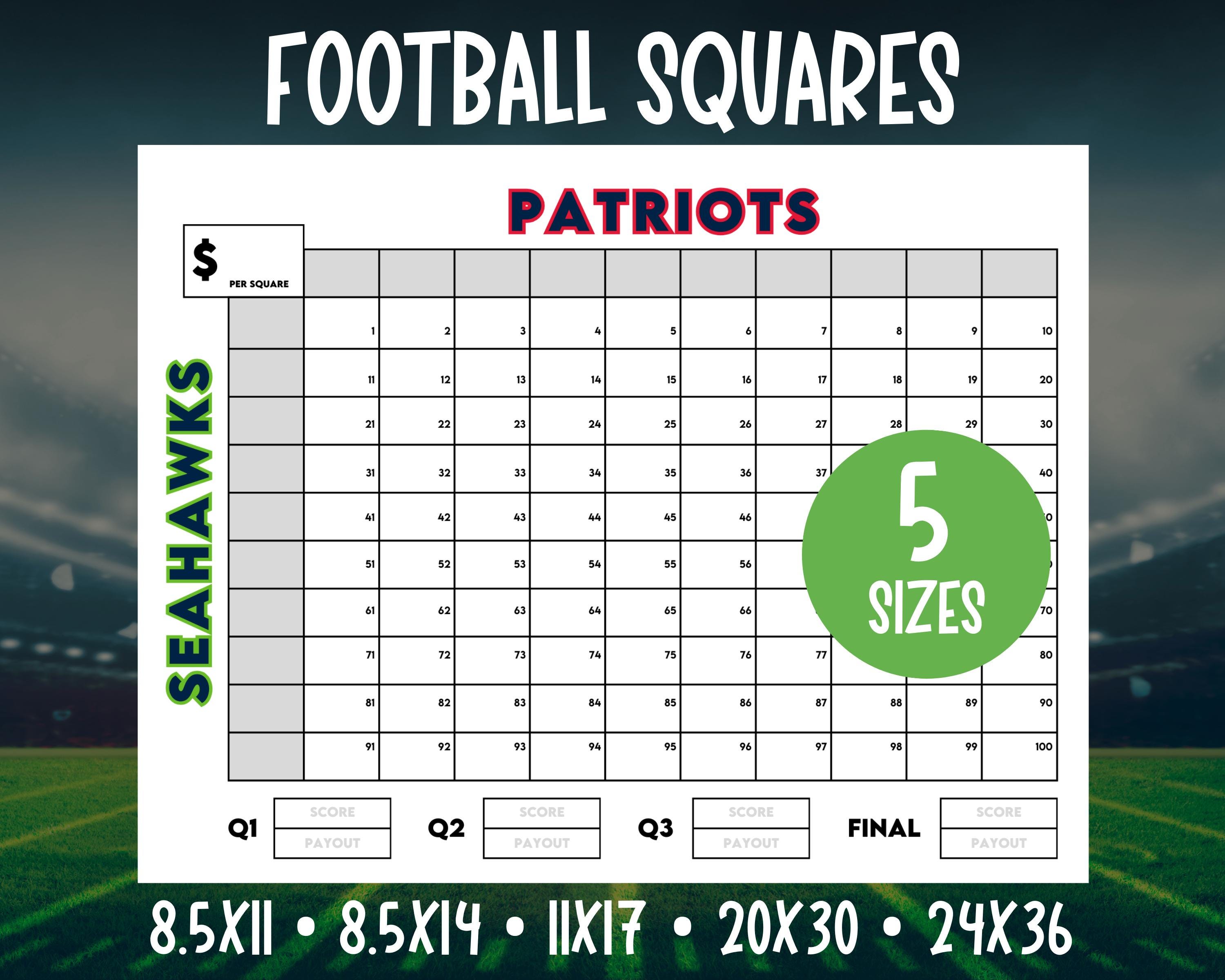 Football Squares Printable, Super Football Bowl Squares, Football ...
