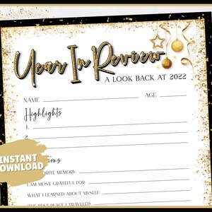 Year in Review Printable Time Capsule New Years Eve Recap - Etsy