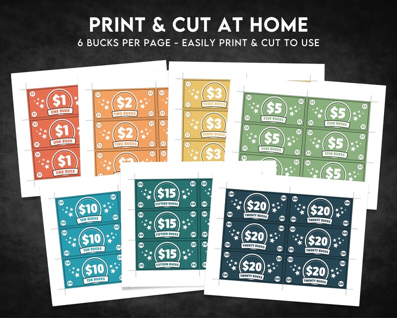 Editable Kids Reward Bucks, Mom Bucks, Chore Bucks, Play Money, Pretend ...