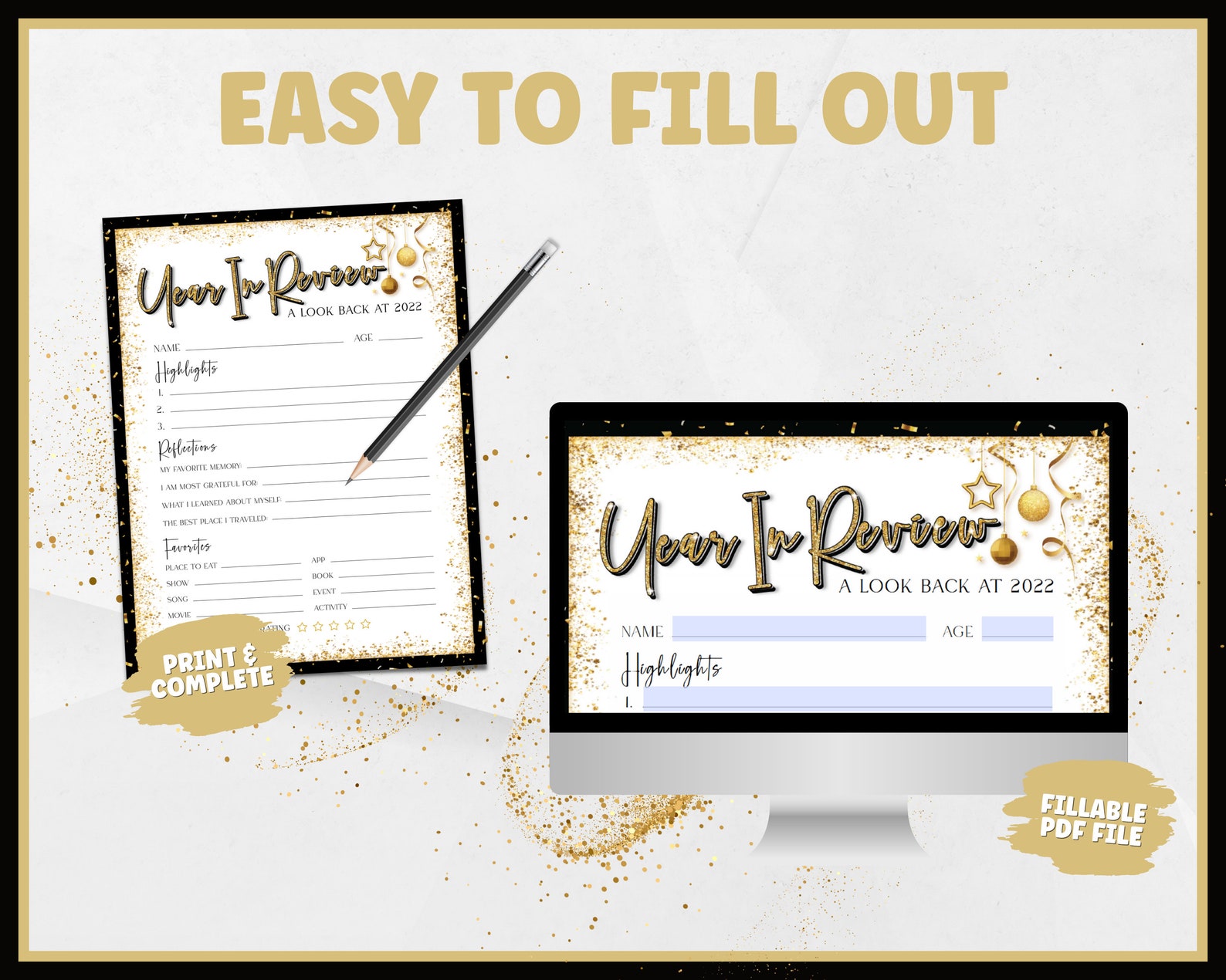 Year in Review Printable Time Capsule New Years Eve Recap - Etsy