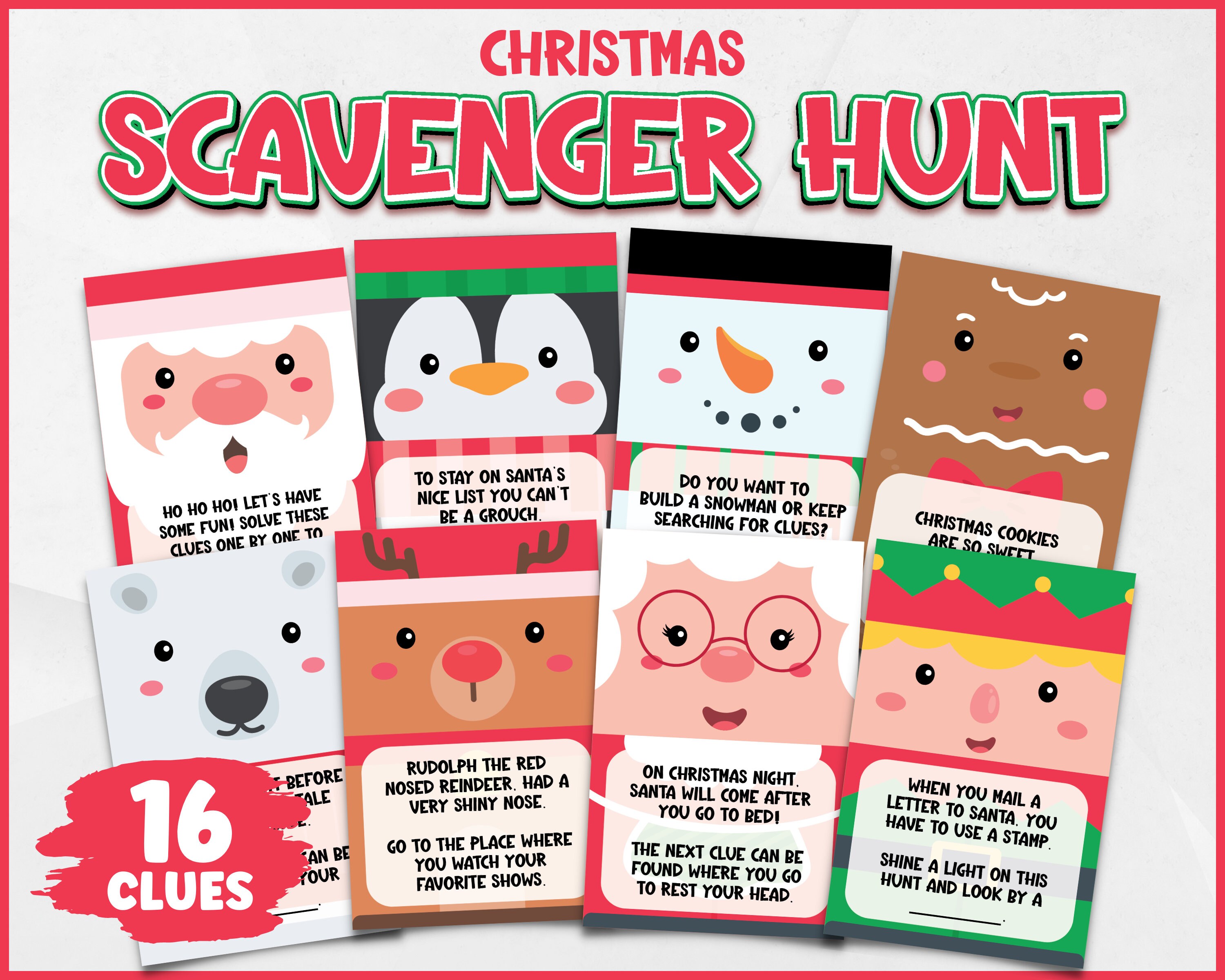 Christmas Scavenger Hunt for Kids | Christmas Printable Games for Kids ...