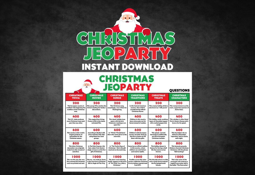 Christmas Jeopardy Game, Fun Holiday Trivia for Family Game Night ...